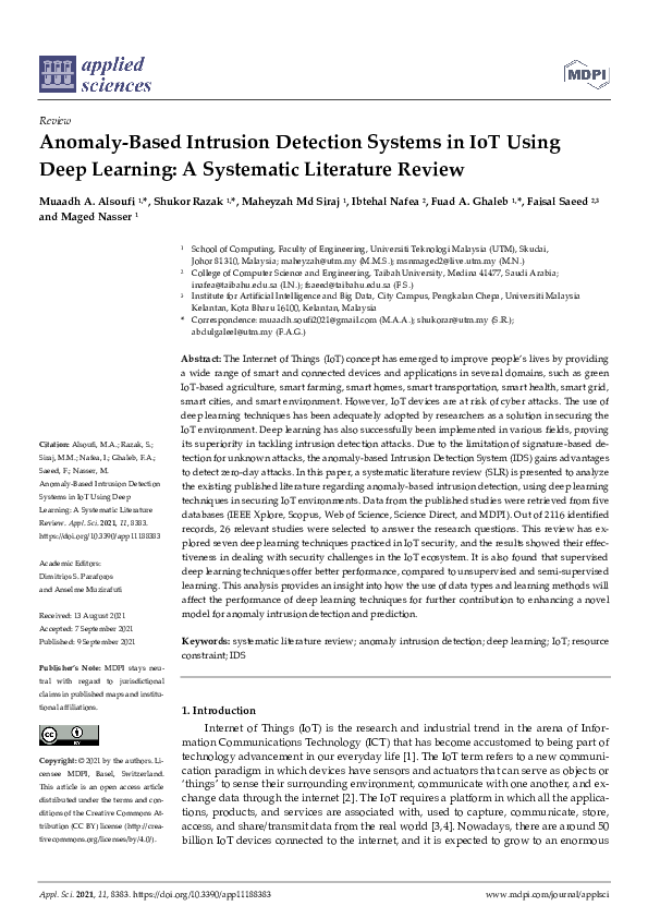 Pdf Anomaly Based Intrusion Detection Systems In Iot Using Deep
