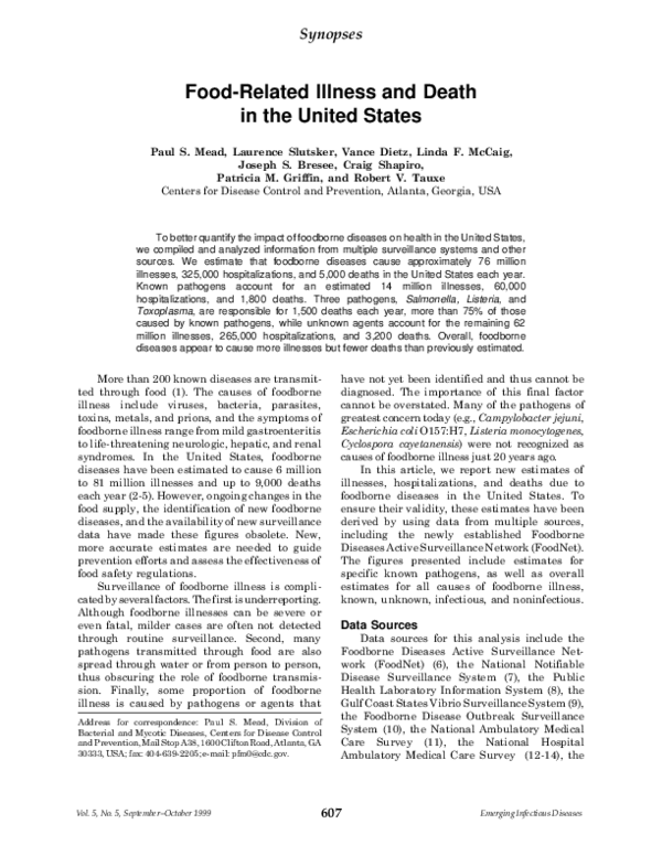 (PDF) Food-Related Illness and Death in the United States