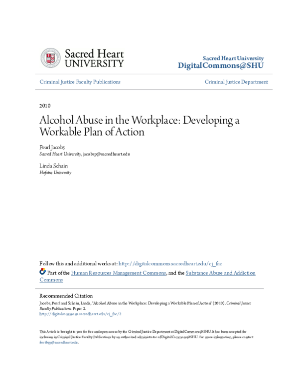 (PDF) Alcohol Abuse in the Workplace: Developing a Workable Plan of Action