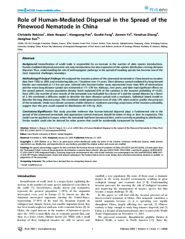 (PDF) Role of Human-Mediated Dispersal in the Spread of the Pinewood ...