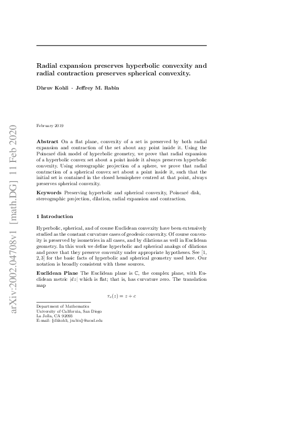 (PDF) Radial expansion preserves hyperbolic convexity and radial ...