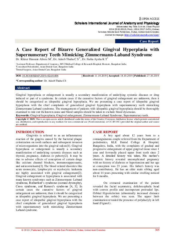 (PDF) A Case Report of Bizarre Generalized Gingival Hyperplasia with ...