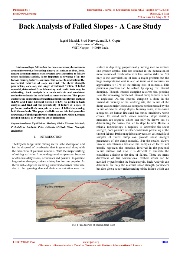 (PDF) Back Analysis of Failed Slopes - A Case Study