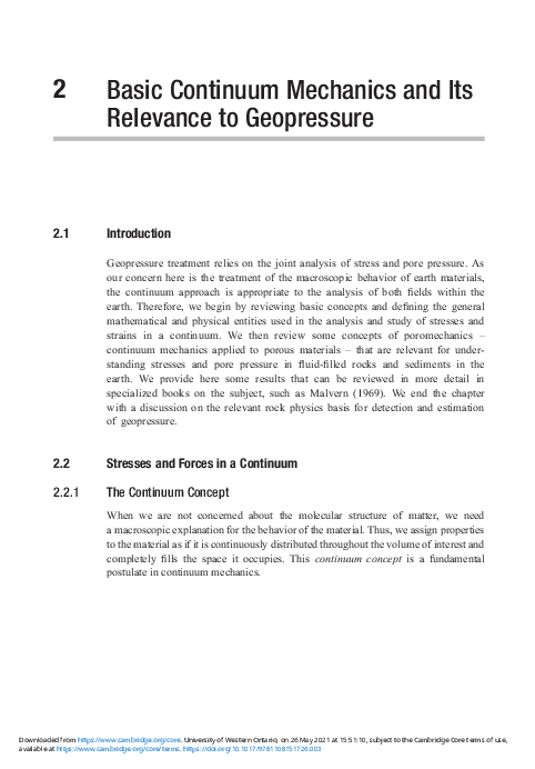 (PDF) Basic Continuum Mechanics and Its Relevance to Geopressure
