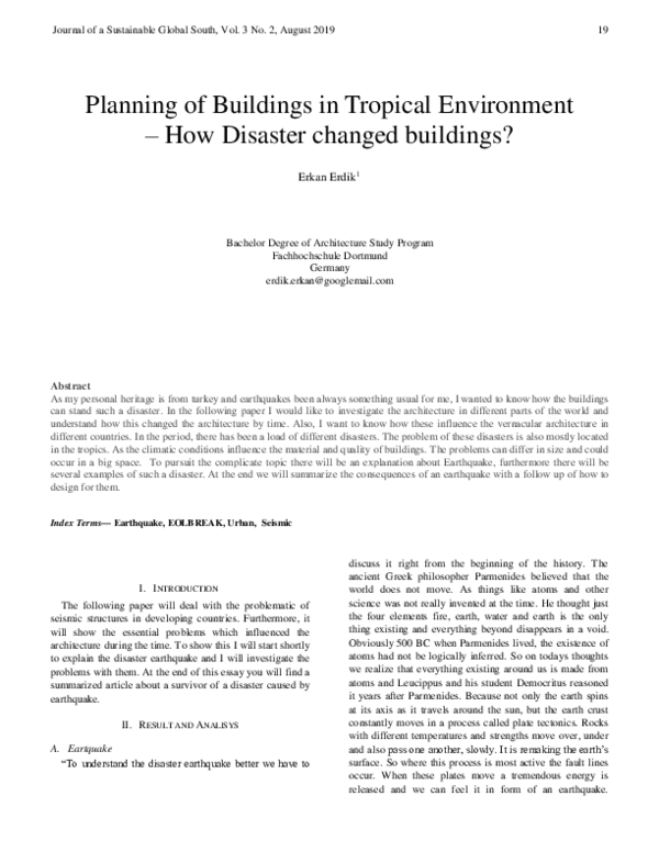 (PDF) Planning of Buildings in Tropical Environment – How Disaster ...