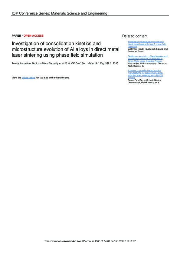 (PDF) Investigation of consolidation kinetics and microstructure evolution of Al alloys in ...