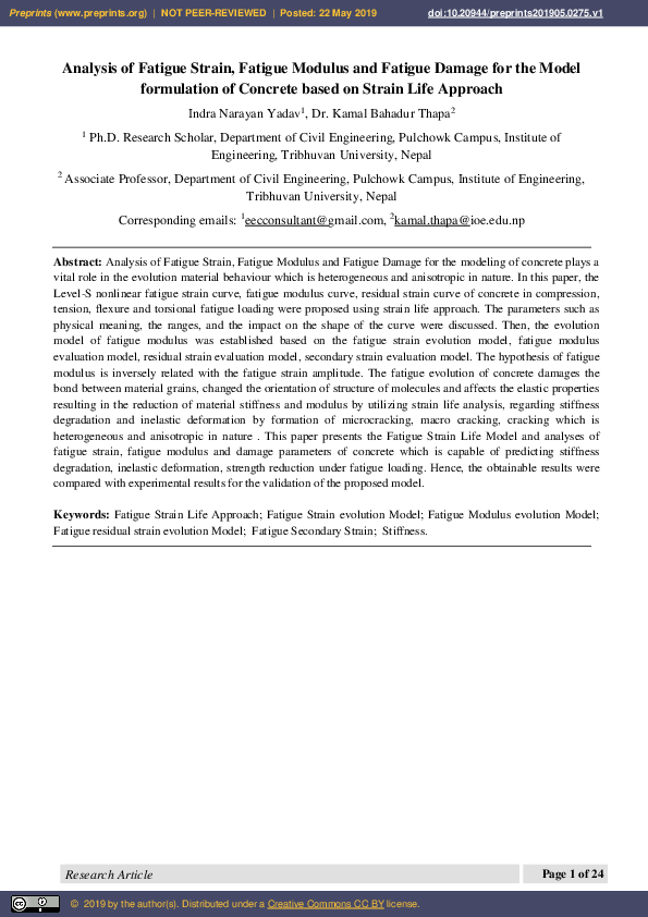 (PDF) Analysis of Fatigue Strain, Fatigue Modulus and Fatigue Damage ...