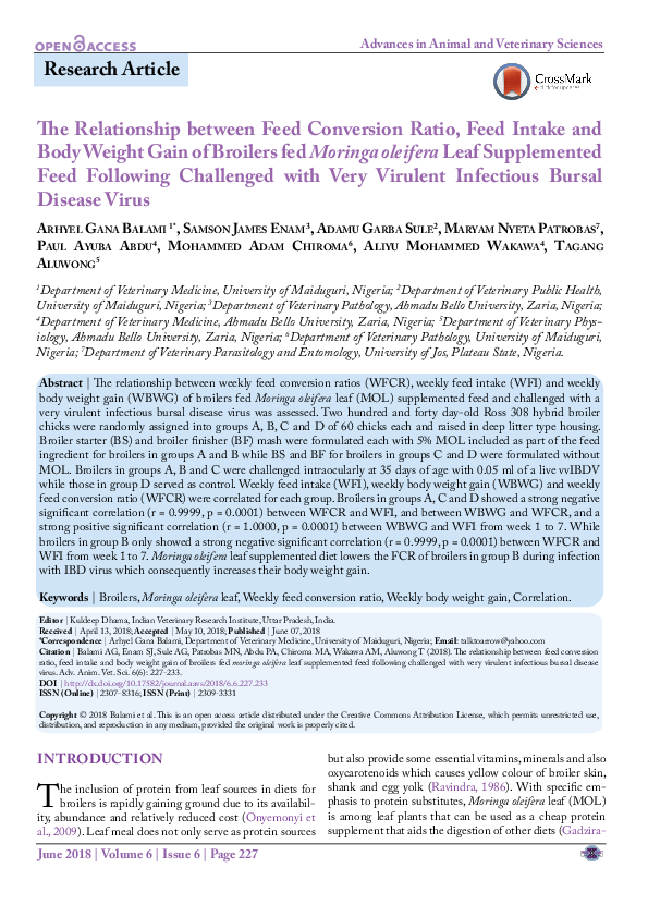 (PDF) The Relationship between Feed Conversion Ratio, Feed Intake and ...