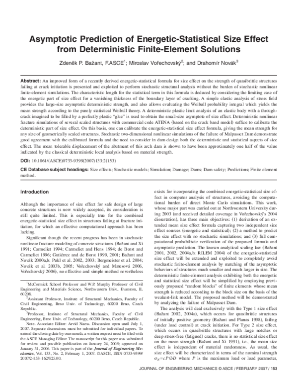 Pdf Asymptotic Prediction Of Energetic Statistical Size Effect From