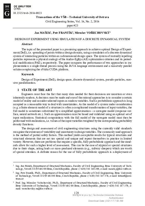 Pdf Design Of Experiment Using Simulation Of A Discrete Dynamical System