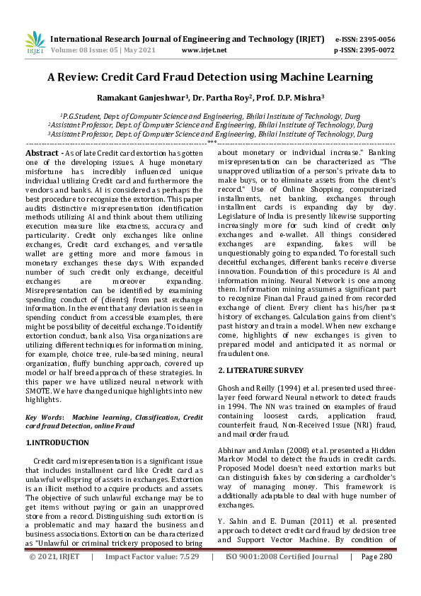 (PDF) Credit Card Fraud Detection with ML Review