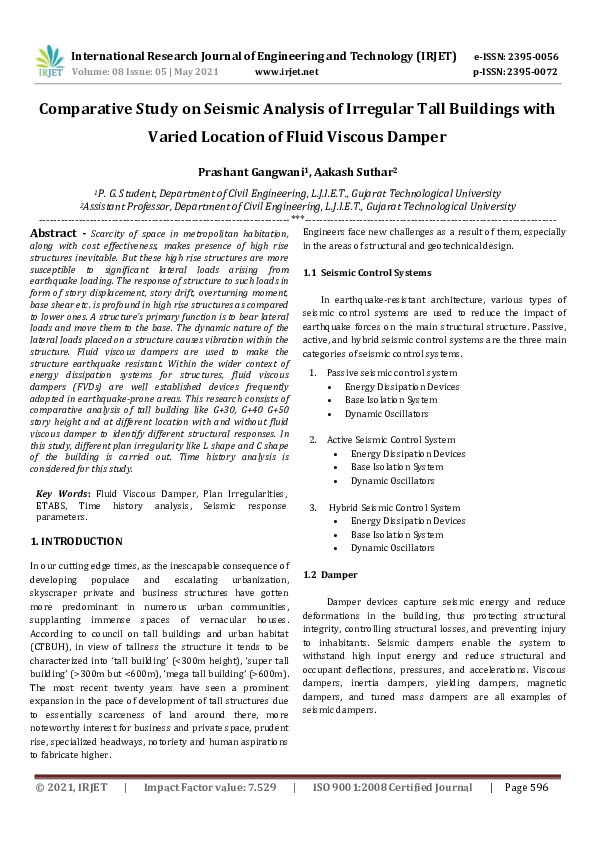 (PDF) IRJET- Comparative Study on Seismic Analysis of Irregular Tall ...