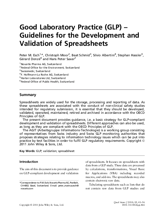 (PDF) Good Laboratory Practice (GLP) - Guidelines for the Development ...