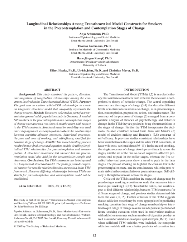 (PDF) Longitudinal relationships among transtheoretical model ...