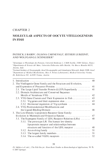 (PDF) Molecular aspects of oocyte vitellogenesis in fish
