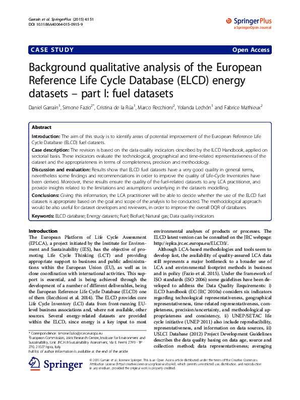 (PDF) Background qualitative analysis of the European reference life ...