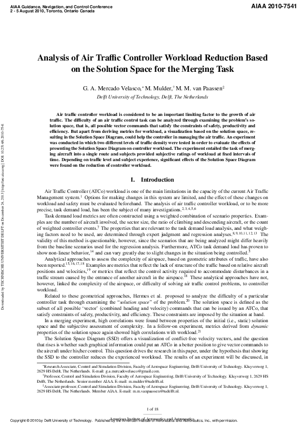 (PDF) Reducing Air Traffic Controller Workload