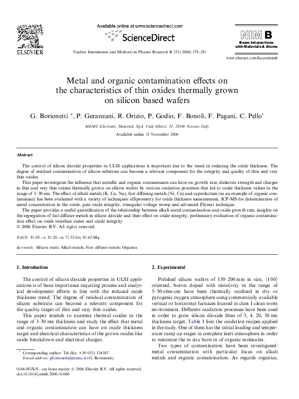 (PDF) Metal and organic contamination effects on the characteristics of ...