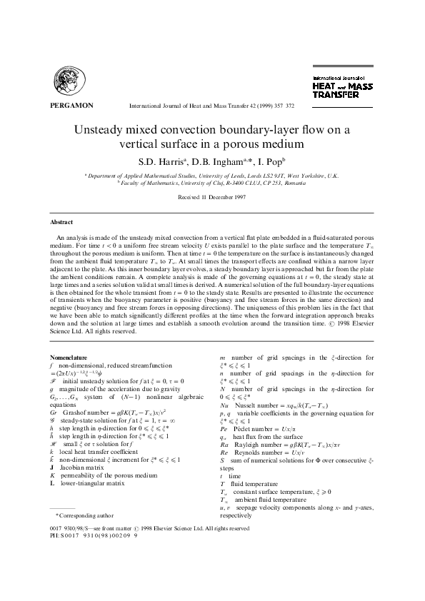 (PDF) Unsteady mixed convection boundary-layer flow on a vertical surface in a porous medium
