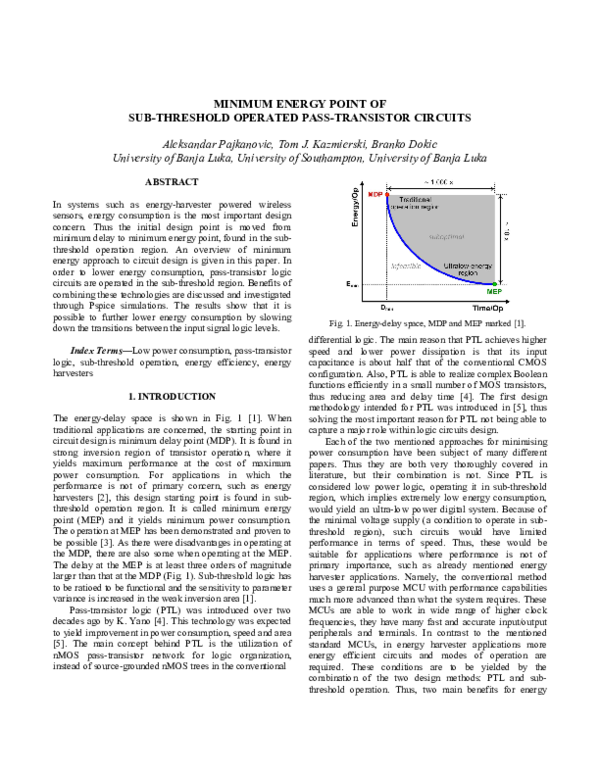 (PDF) Minimum energy point of sub-threshold operated pass-transistor circuits