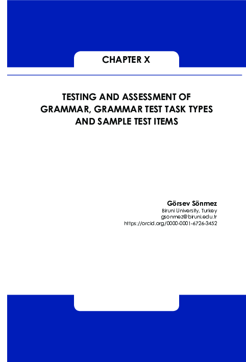 (PDF) TESTING AND ASSESSMENT OF GRAMMAR, GRAMMAR TEST TASK TYPES AND ...