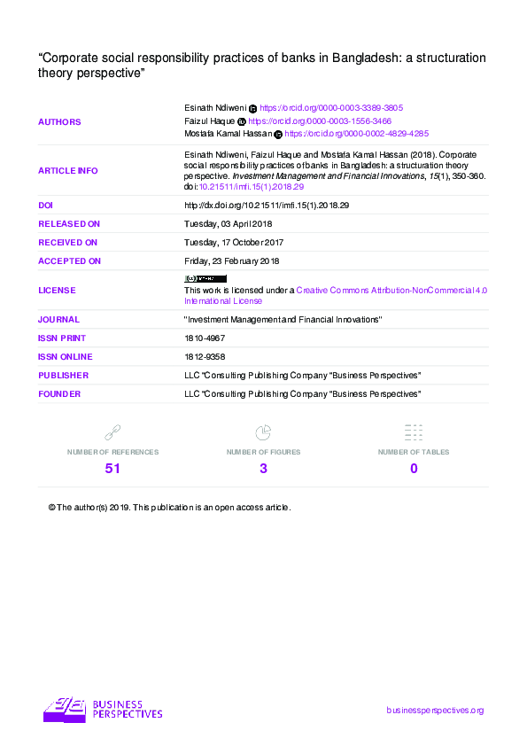 (PDF) Corporate Social Responsibility Practices of Commercial Banks in Bangladesh: A Case Study ...