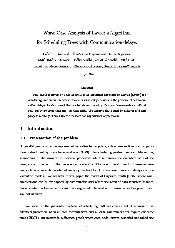 Pdf Worst Case Analysis Of Lawlers Algorithm For Scheduling Trees