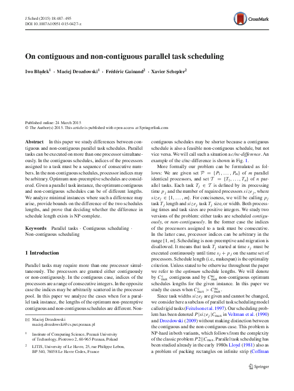 (PDF) On contiguous and non-contiguous parallel task scheduling