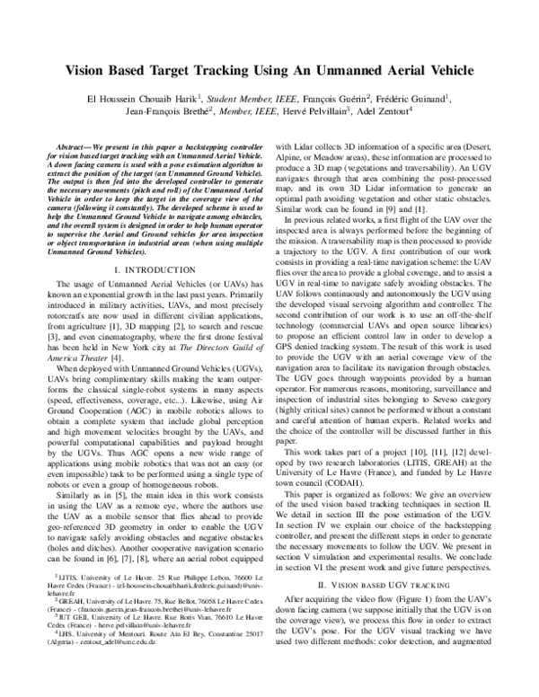 (PDF) Vision based target tracking using an unmanned aerial vehicle