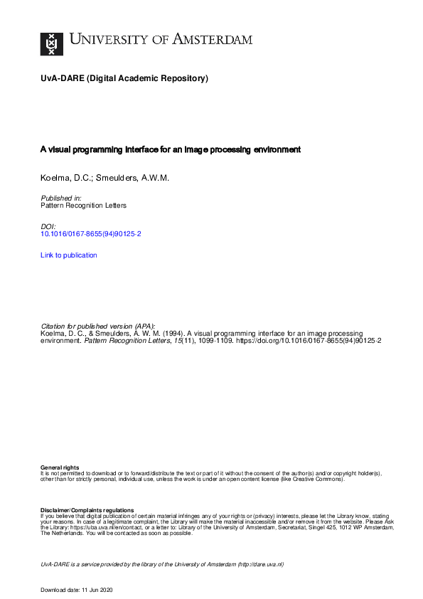 (PDF) A visual programming interface for an image processing environment