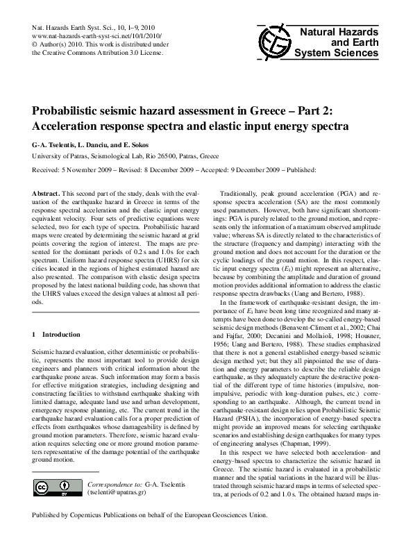 (PDF) Probabilistic seismic hazard assessment in Greece – Part 3 ... (PDF) Probabilistic seismic hazard assessment in Greece – Part 3 ...
