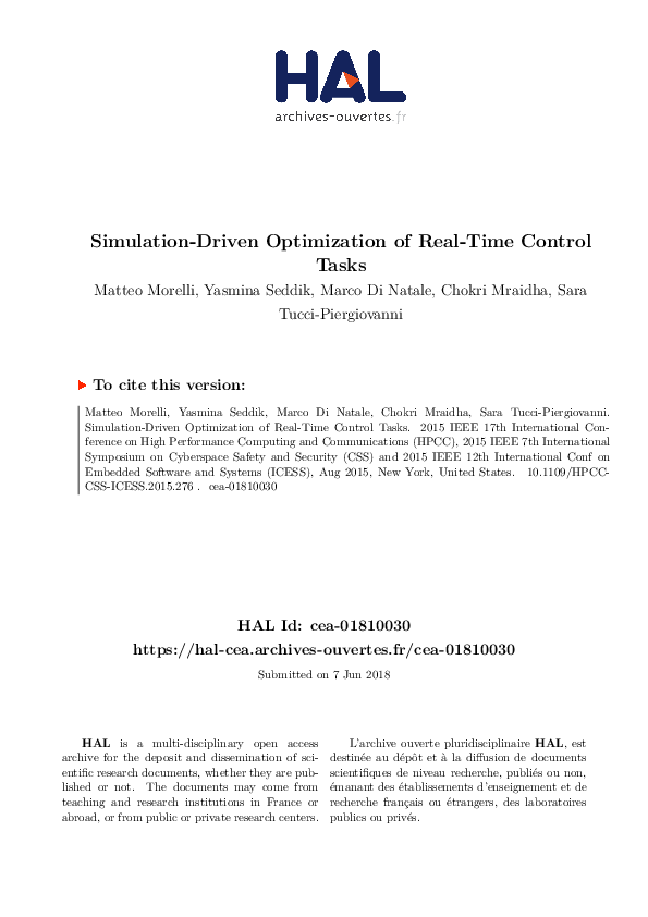 (PDF) Simulation-Driven Optimization of Real-Time Control Tasks