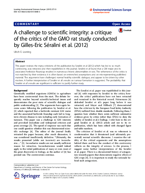 (PDF) A challenge to scientific integrity: a critique of the critics of ...