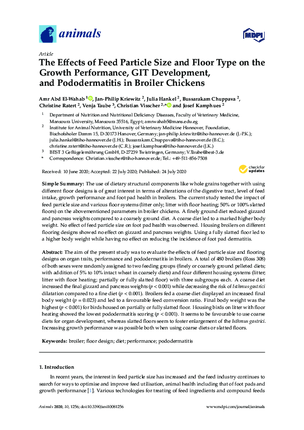 (PDF) The Effects of Feed Particle Size and Floor Type on the Growth ...