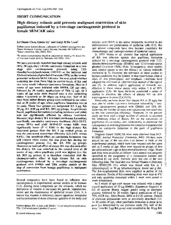 (PDF) High dietary retinoic acid prevents malignant conversion of skin ...