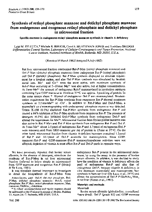 (PDF) Synthesis of retinyl phosphate mannose and dolichyl phosphate ...