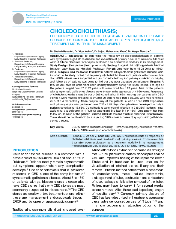 (PDF) Choledocholithiasis