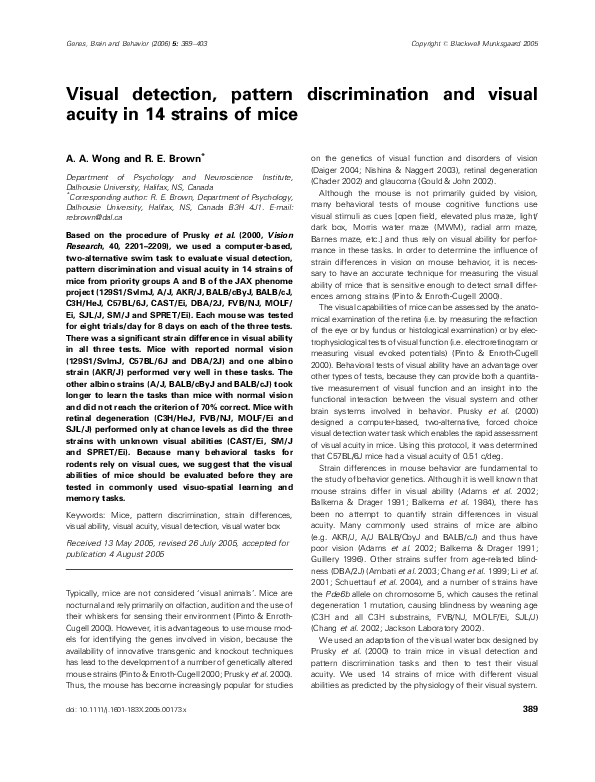 (PDF) Visual detection, pattern discrimination and visual acuity in 14 ...