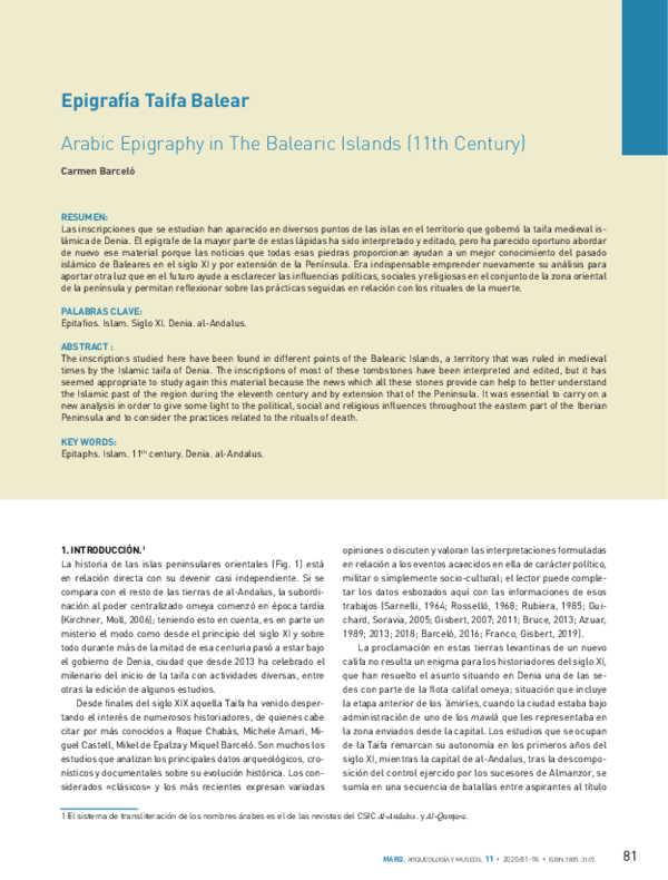 (PDF) Epigrafía Taifa Balear Arabic Epigraphy in The Balearic Islands ...