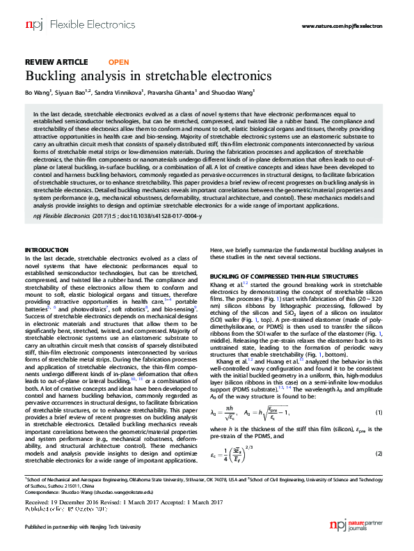 (PDF) Buckling analysis in stretchable electronics