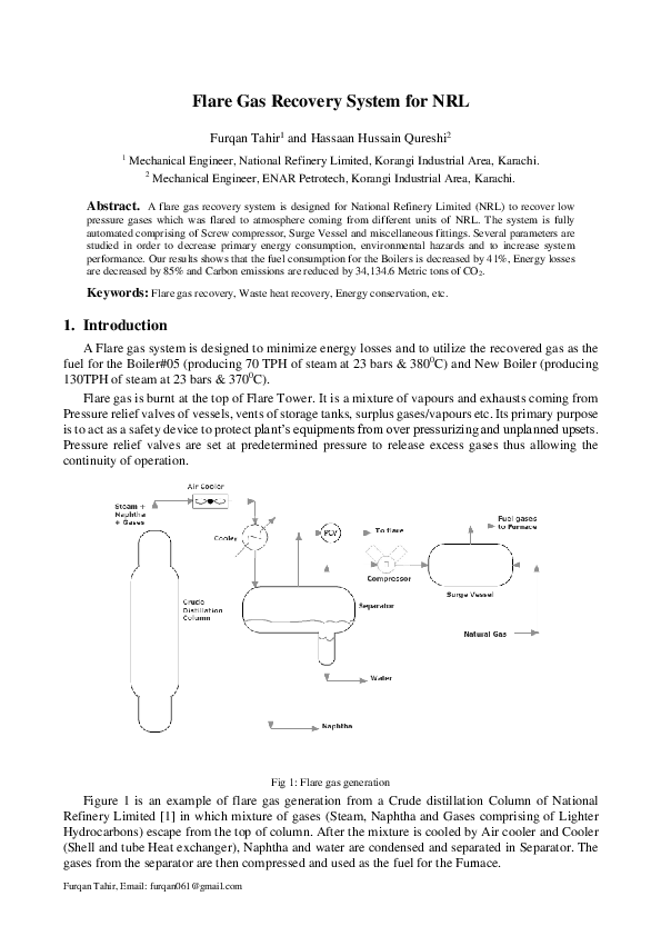 (PDF) Flare Gas Recovery System for NRL