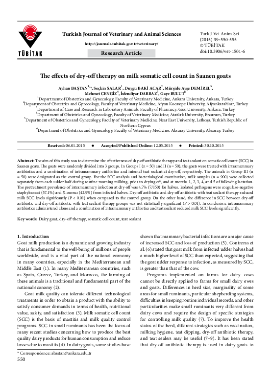 (PDF) The effects of dry-off therapy on milk somatic cell count in ...