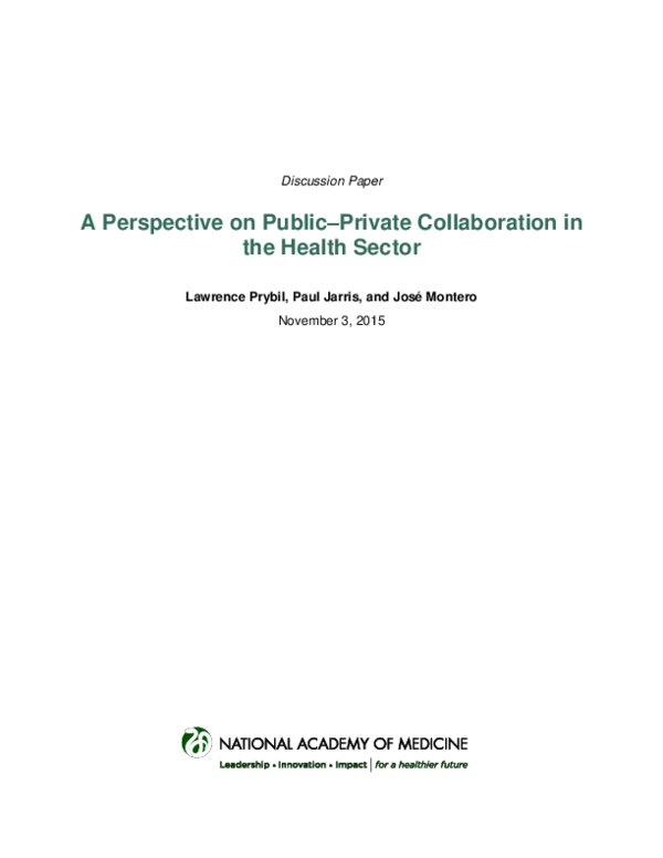 (PDF) A Perspective on Public-Private Collaboration in the Health Sector