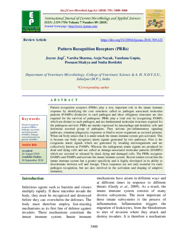 (PDF) Pattern Recognition Receptors (PRRs)