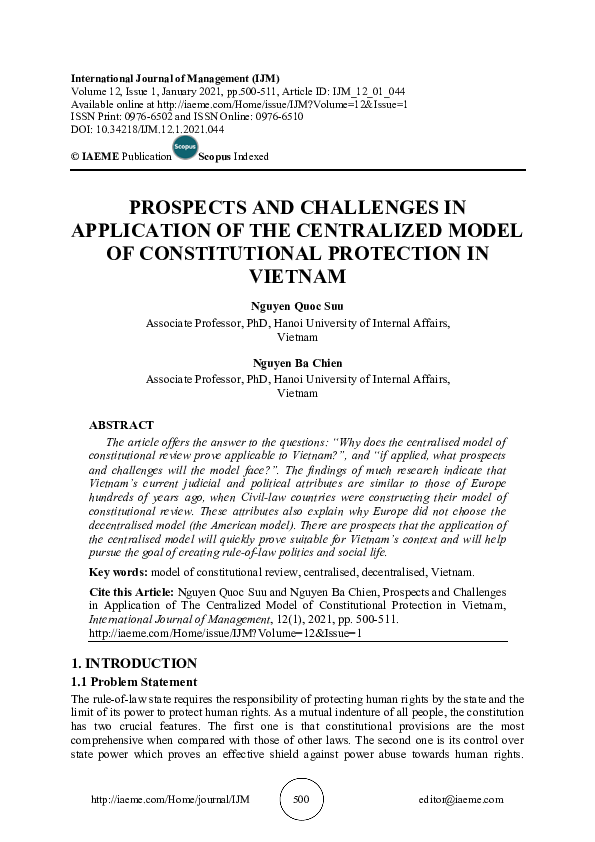 (PDF) PROSPECTS AND CHALLENGES IN APPLICATION OF THE CENTRALIZED MODEL ...