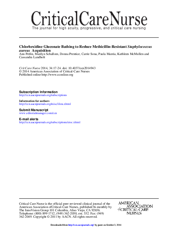 (PDF) Chlorhexidine gluconate bathing to reduce methicillin-resistant ...