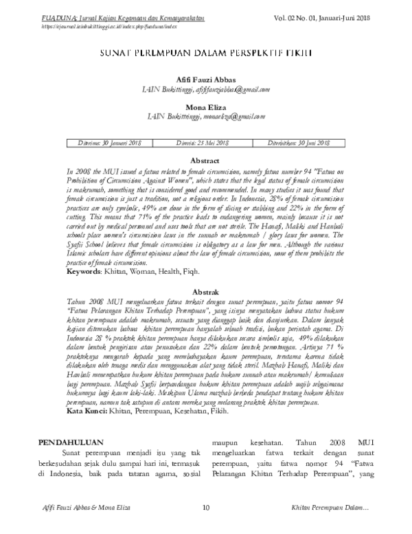 (PDF) Sunat Perempuan Dalam Perspektif Fikih