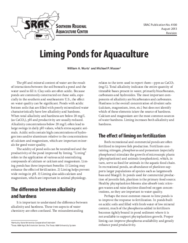 Liming ponds for aquaculture
