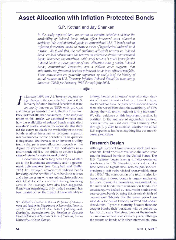 (PDF) Asset Allocation with Inflation-Protected Bonds