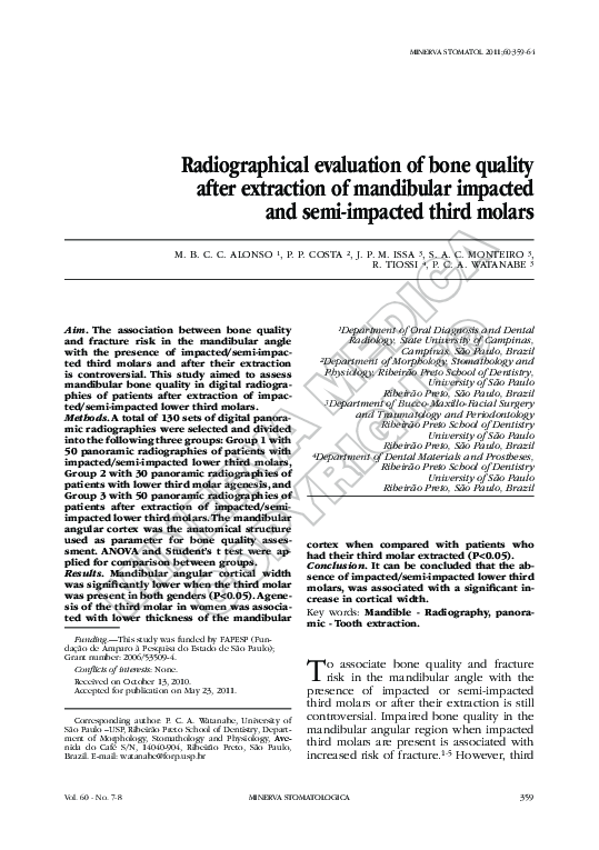 (PDF) Radiographical evaluation of bone quality after extraction of ...